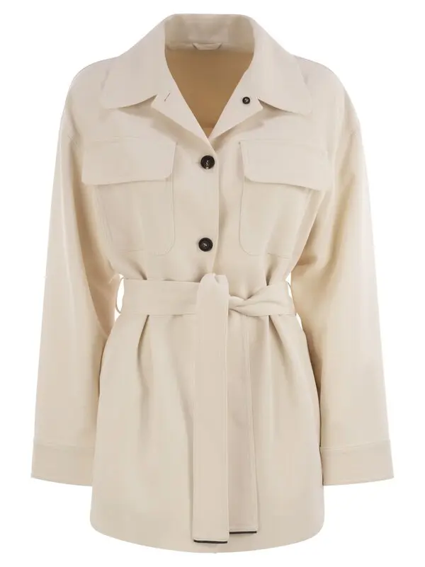 Brunello Cucinelli Viscose And Wool Safari Jacket - Cream