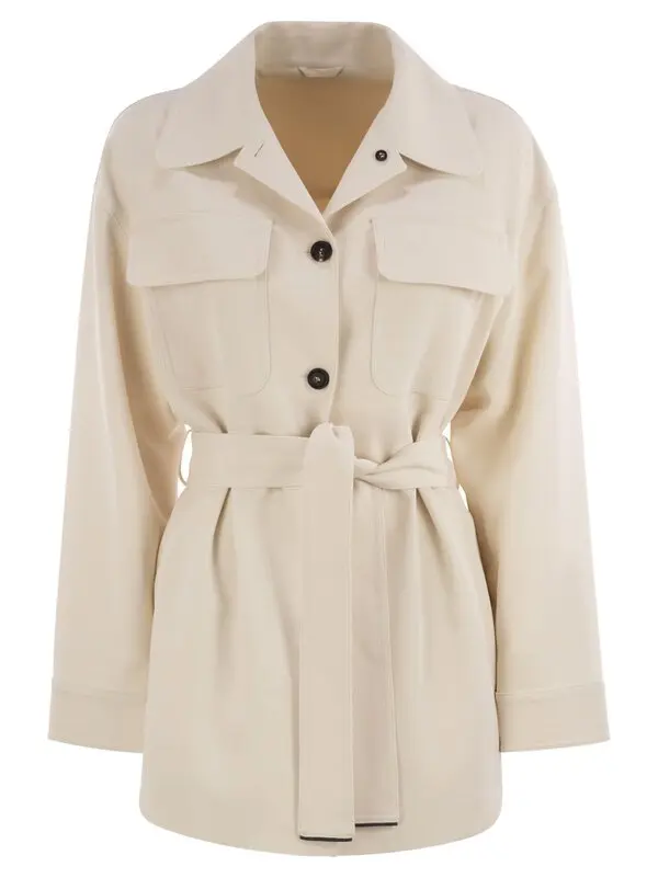 Brunello Cucinelli Viscose And Wool Safari Jacket - Cream