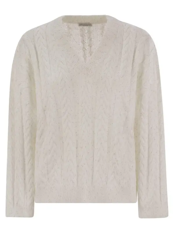 Brunello Cucinelli Dazzling Double Cable Pullover