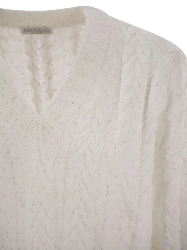 Brunello Cucinelli Dazzling Double Cable Pullover