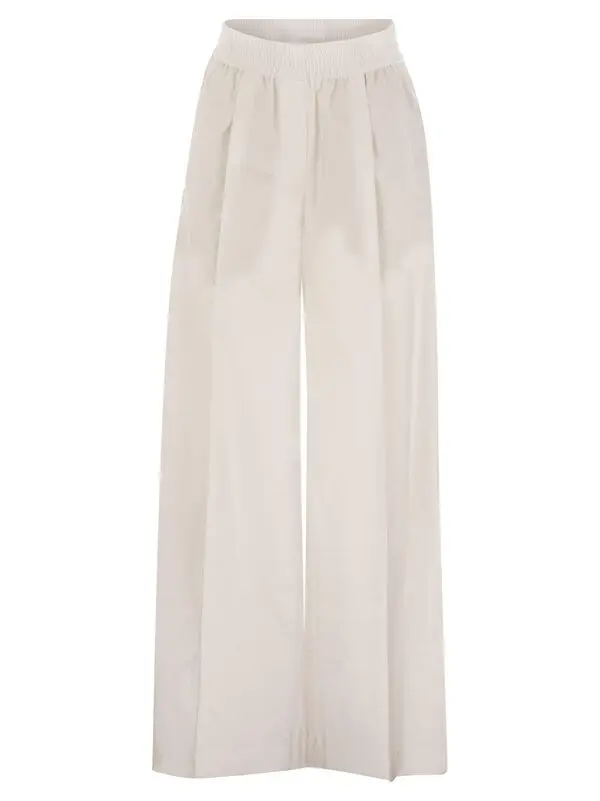 Brunello Cucinelli Loose Fit Cotton Trousers - Cream