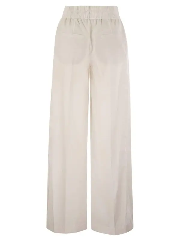 Brunello Cucinelli Loose Fit Cotton Trousers - Cream