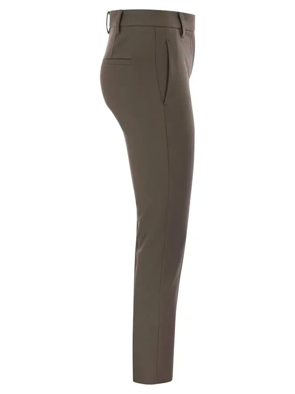 Brunello Cucinelli Stretch Cotton Cigarette Trousers - Brown