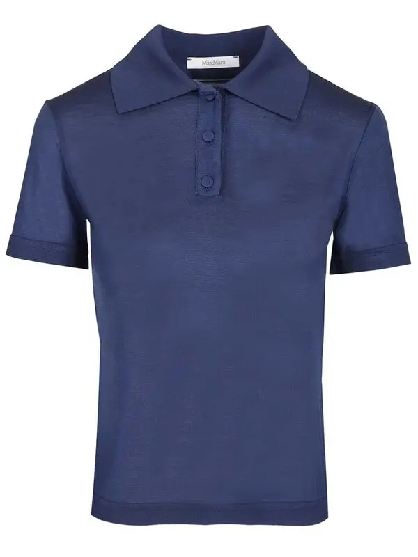 Max Mara Silk Jersey Polo Shirt - Blue