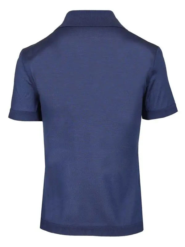 Max Mara Silk Jersey Polo Shirt - Blue