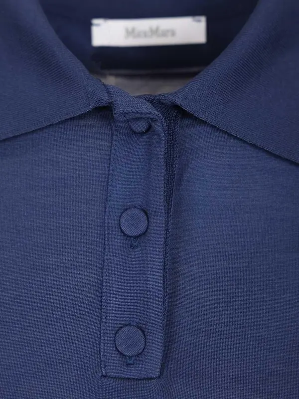 Max Mara Silk Jersey Polo Shirt - Blue