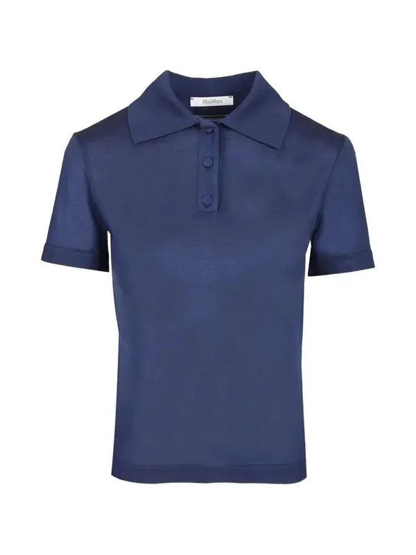 Max Mara Silk Jersey Polo Shirt - Blue