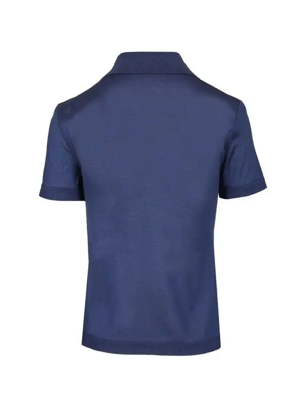 Max Mara Silk Jersey Polo Shirt - Blue