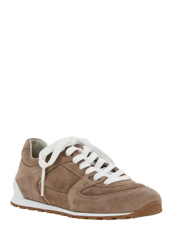 Brunello Cucinelli Brown Low Top Sneaker With Suede Inserts