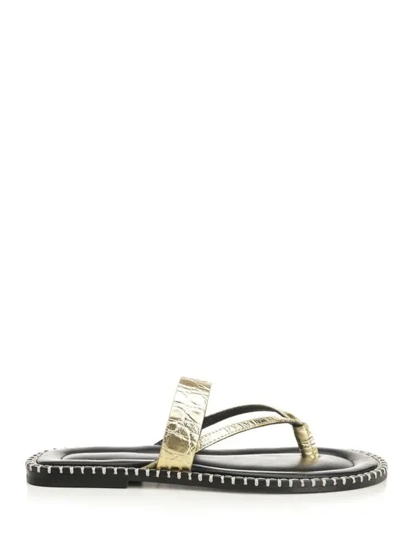 Dries Van Noten Metallic Leather Flip-flops - Gold