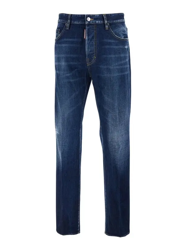 Dsquared2 642' Blue Jeans With Logo Patch On The Rear In Denim