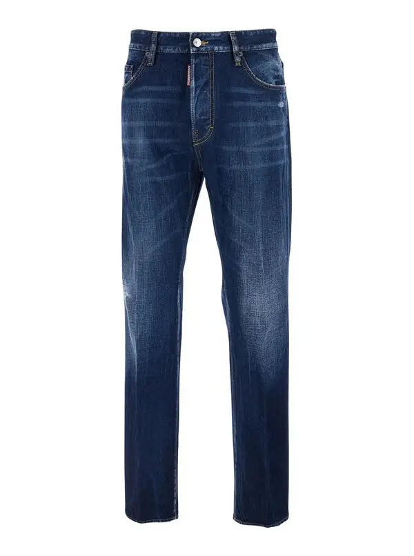 Dsquared2 642' Blue Jeans With Logo Patch On The Rear In Denim - Multicolor