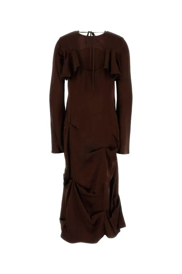 GANNI Chocolate Satin Dress