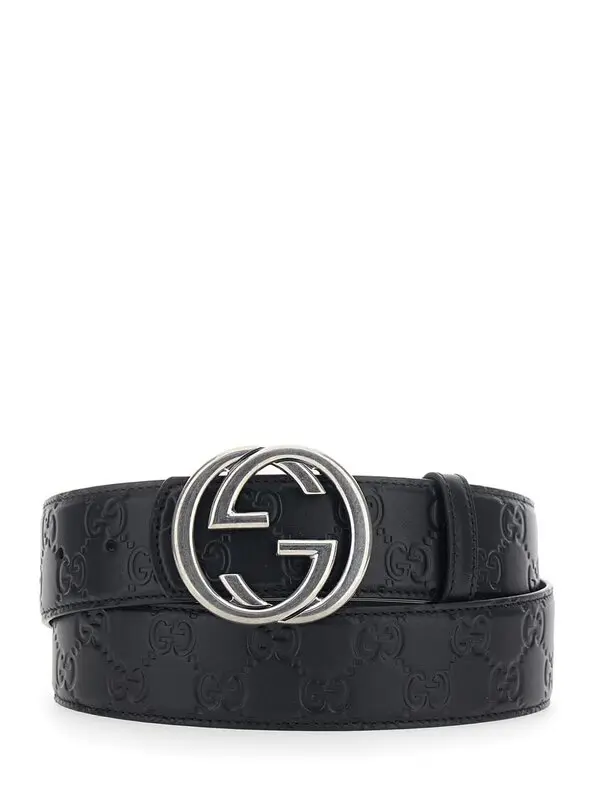 Gucci Black Reversible Belt With Gg Buckle In Leather For - Multicolor