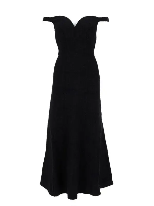 SELF-PORTRAIT Boucle Midi Dress - Black