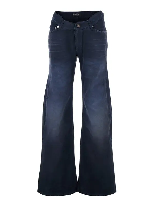 Balenciaga Blue Five-pocket Jeans With Curved Waist And Faded Effect In Denim For - Multicolor