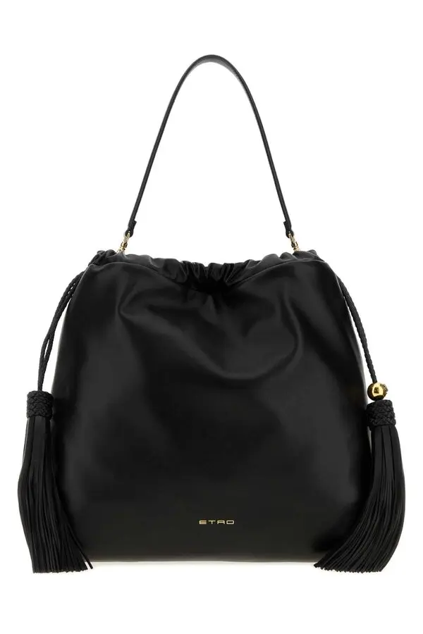 Etro Leather Medium Kalispera Bucket Bag - Black