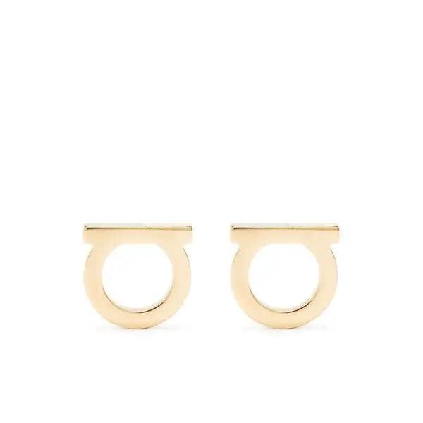 FERRAGAMO Gancini Plaque Stud Earrings - Gold