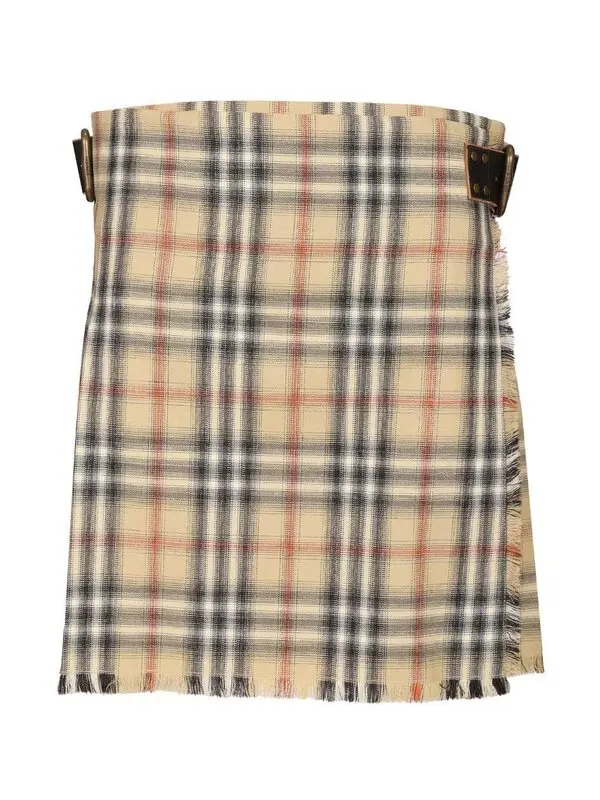 Burberry Check Wool Mini Kilt - Brown