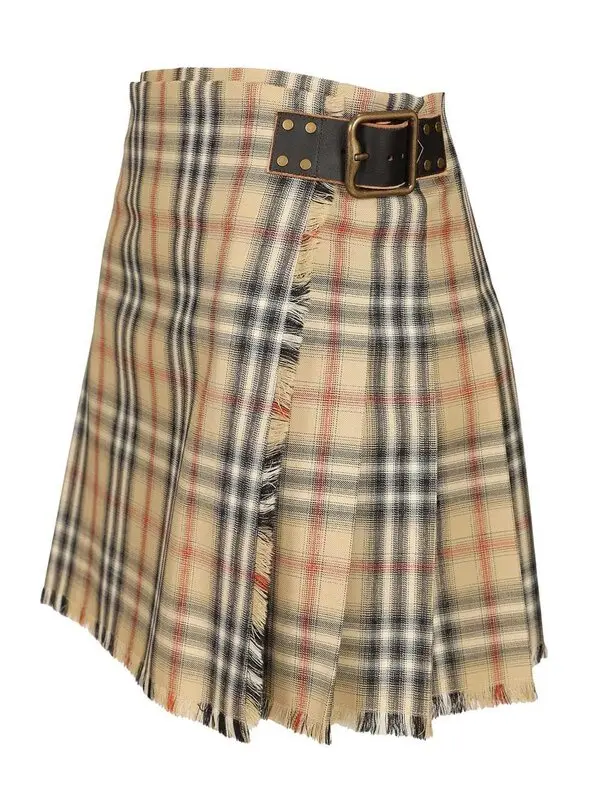 Burberry Check Wool Mini Kilt - Brown