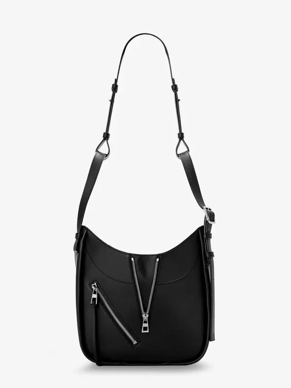 Loewe Hammock Flip Leather Handbag With Front Lettering Logo - Black