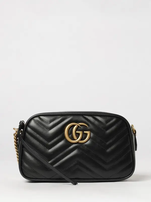 Gucci Marmont Matelassé Chevron Nappa Shoulder Bag - Black