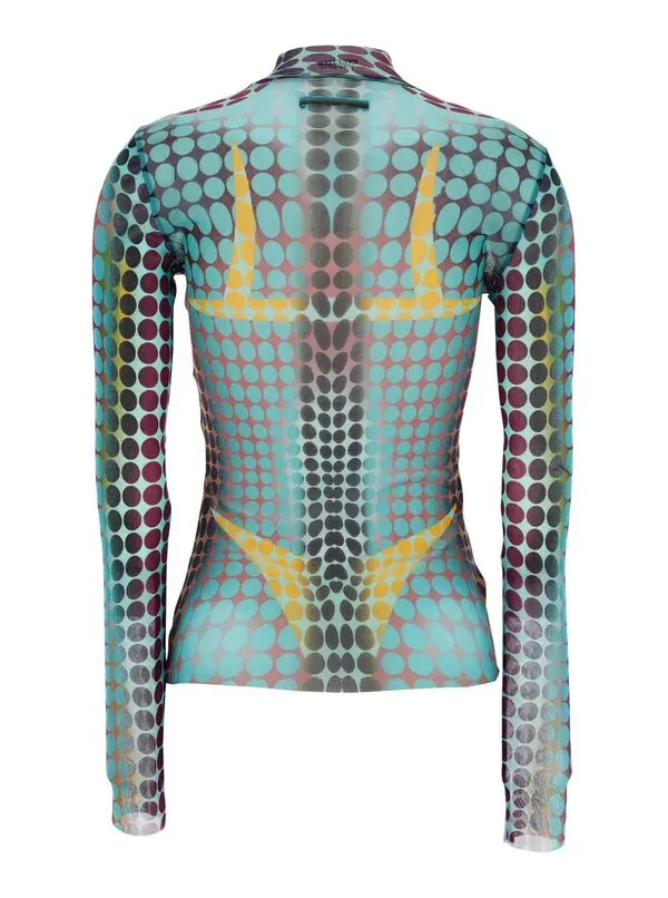 JEAN PAUL GAULTIER Printed High Neck Tech Fabric Top - Multicolor