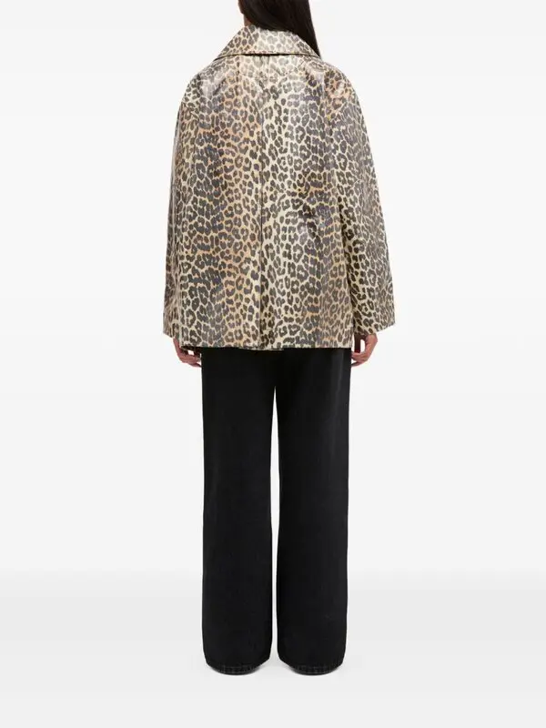 GANNI Leopard Laminated Cotton Jacket