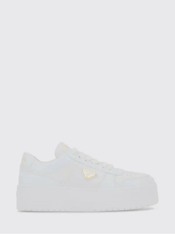 Prada Downtown Platform Leather Sneakers - White
