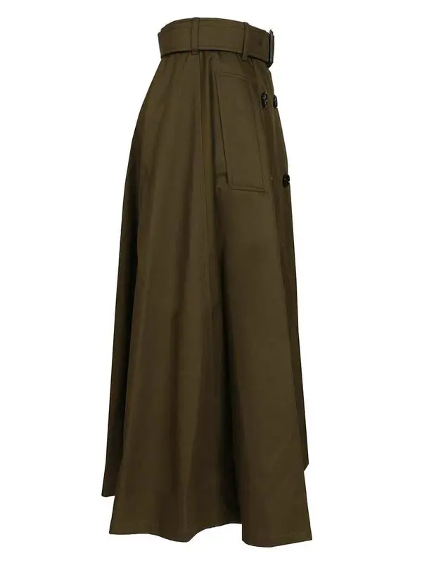 Burberry Cotton Gabardine Midi Trench Skirt