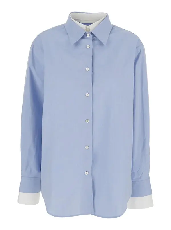 Acne Studios Blue Shirt 'sitara Melange Cotton Shirting' With Classic Collar And Long Sleeves In Cotton For - Multicolor