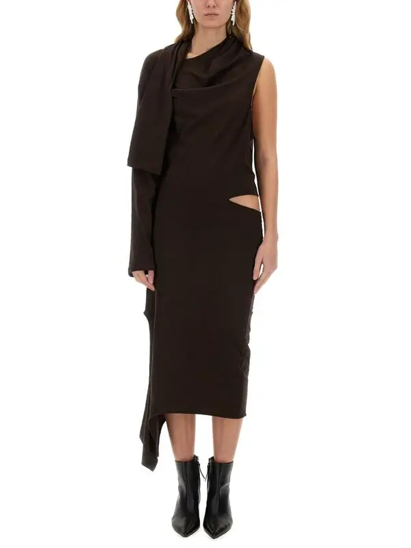 COURREGES Off Shoulder Dress - Brown