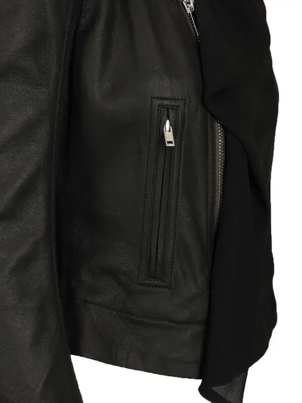 Rick Owens Lambskin Scarf Biker Jacket - Black