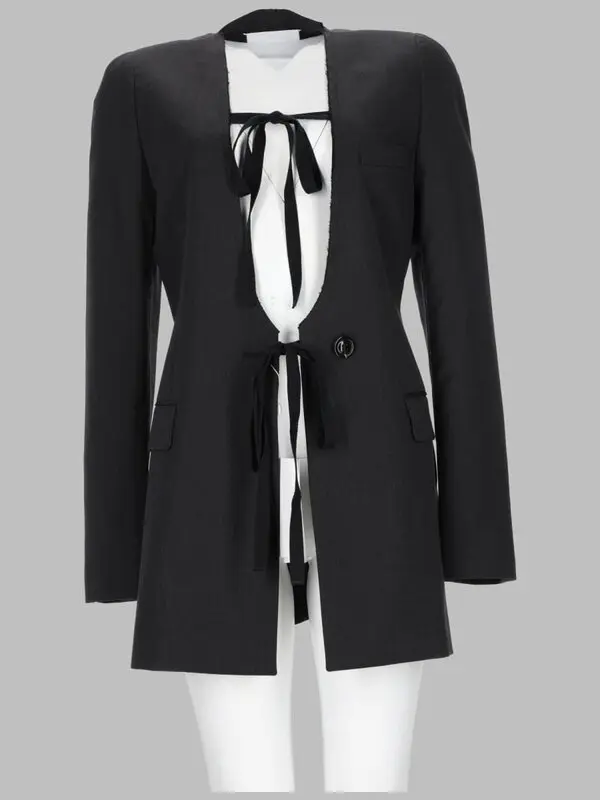 MAISON MARGIELA Virgin Wool Fitted Blazer - Black