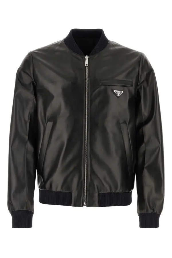 Prada Nappa Leather Reversible Bomber Jacket - Black