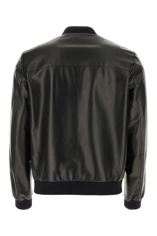 Prada Nappa Leather Reversible Bomber Jacket - Black