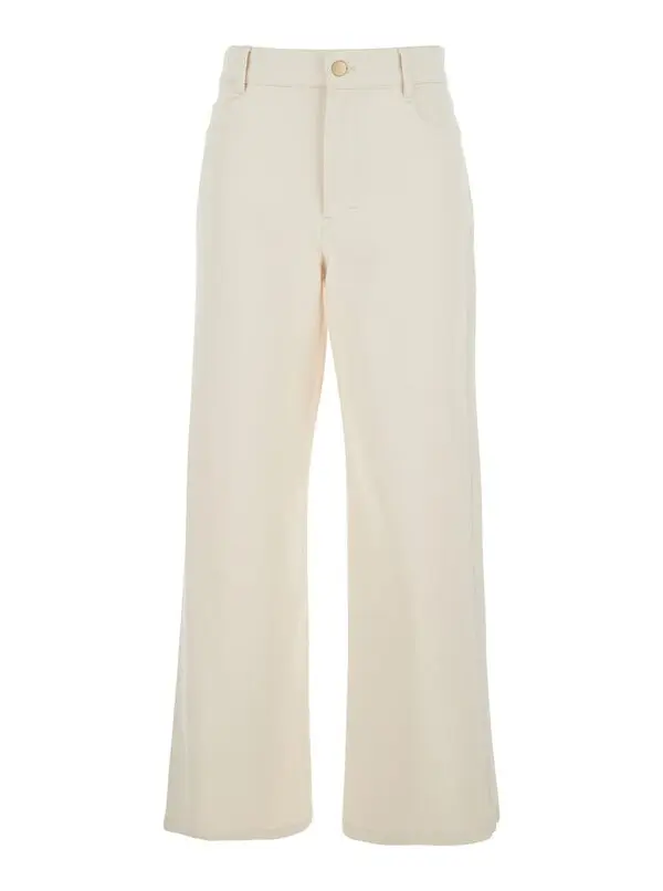 Max Mara S 'zarina' White Jeans With Belt Loops And Logo Patch On The Back In Denim For - Multicolor