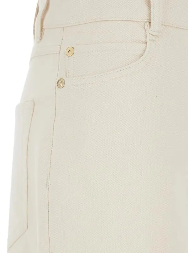 Max Mara S 'zarina' White Jeans With Belt Loops And Logo Patch On The Back In Denim For - Multicolor