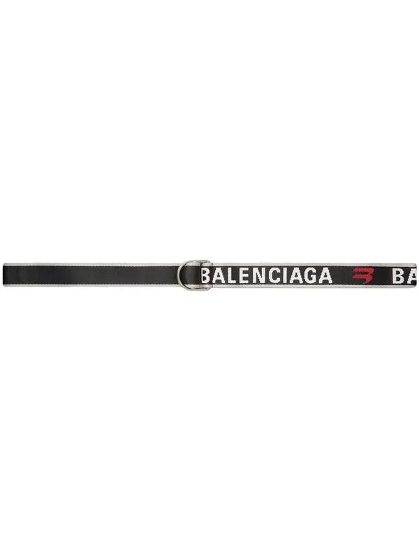 Balenciaga Logo Jacquard D-ring Belt - Gray