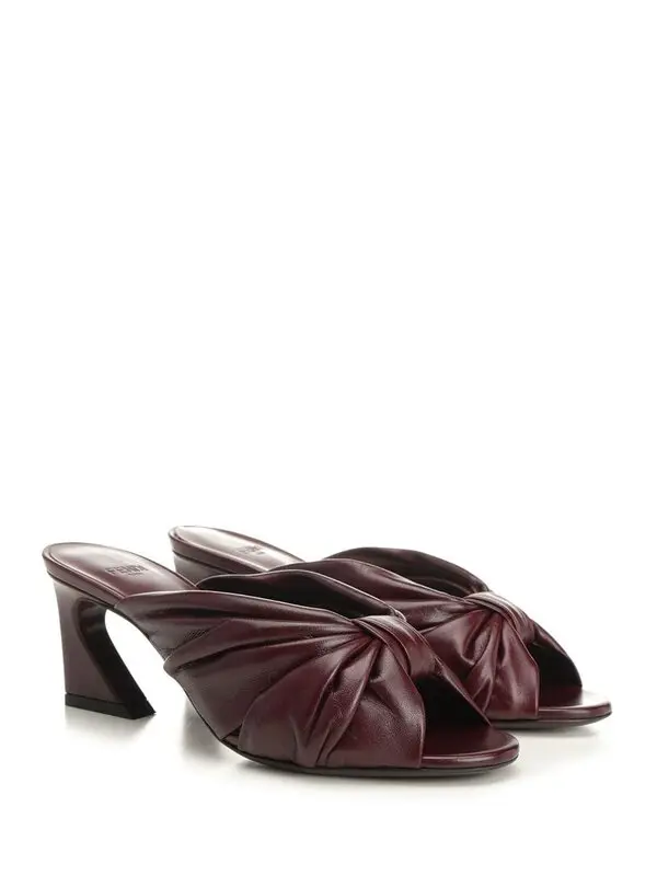 Fendi Nappa Leather Slides - Brown