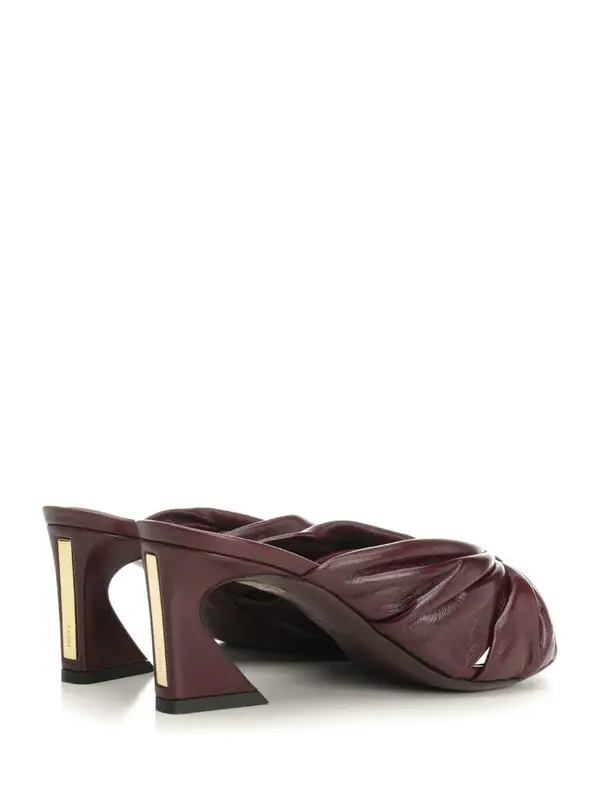 Fendi Nappa Leather Slides - Brown