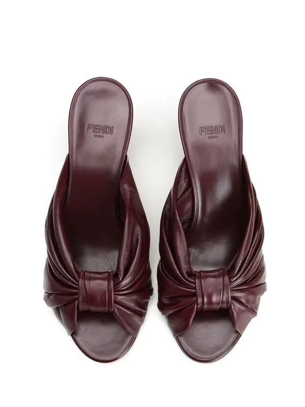 Fendi Nappa Leather Slides - Brown