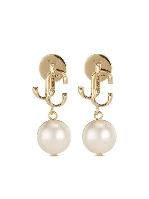 JIMMY CHOO Gold-finish Metal Jc Pearl Stud Earrings - Silver