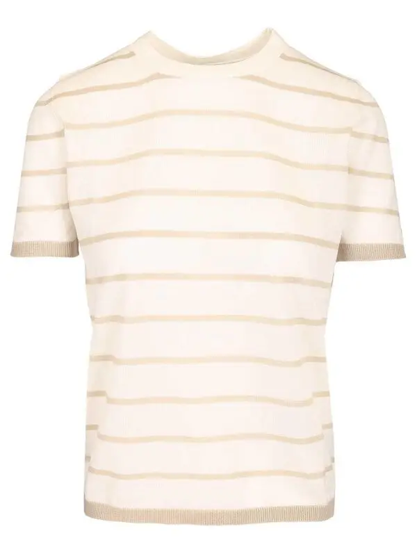 Max Mara Cashmere And Silk Blend Striped Sweater - Cream