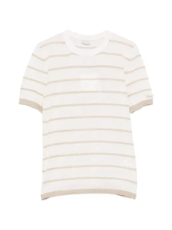 Max Mara Cashmere And Silk Blend Striped Sweater - Cream