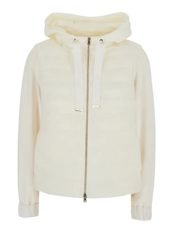 Herno Hooded Puffer Jacket With Drawstring And Quilted Design In Tech Fabric And Cotton For - White