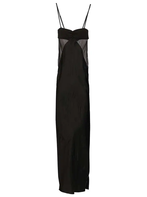 Rick Owens Combo Long Satin Dress - Black