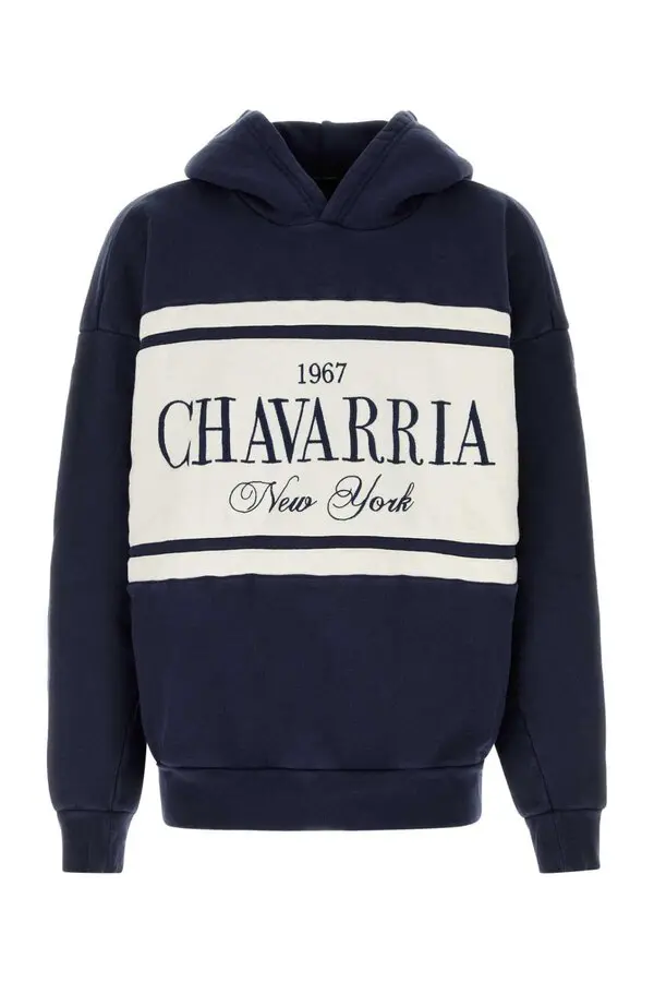 WILLY CHAVARRIA Navy Cotton Oversize Chavarria Stripe Sweatshirt