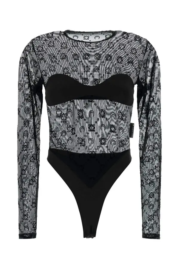 MARINE SERRE Stretch Tulle Bodysuit