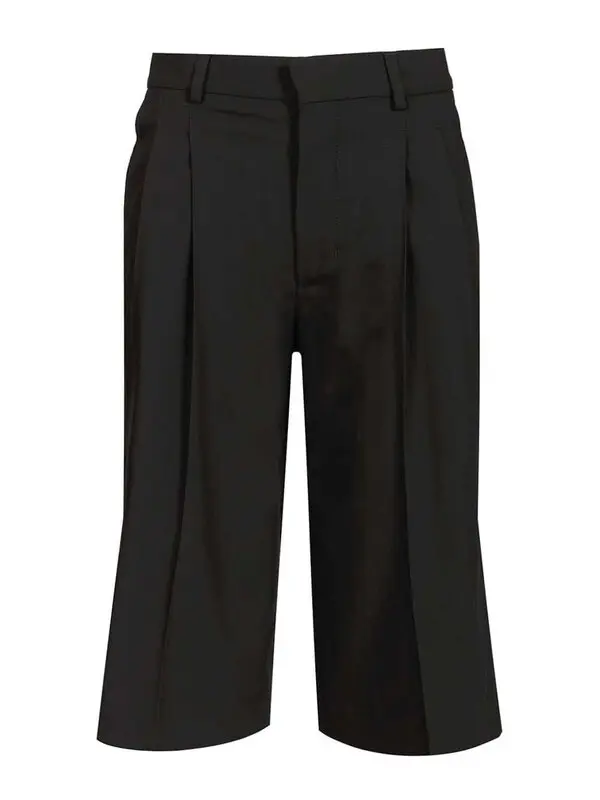 AMI Paris Wide-leg Bermuda Shorts - Black